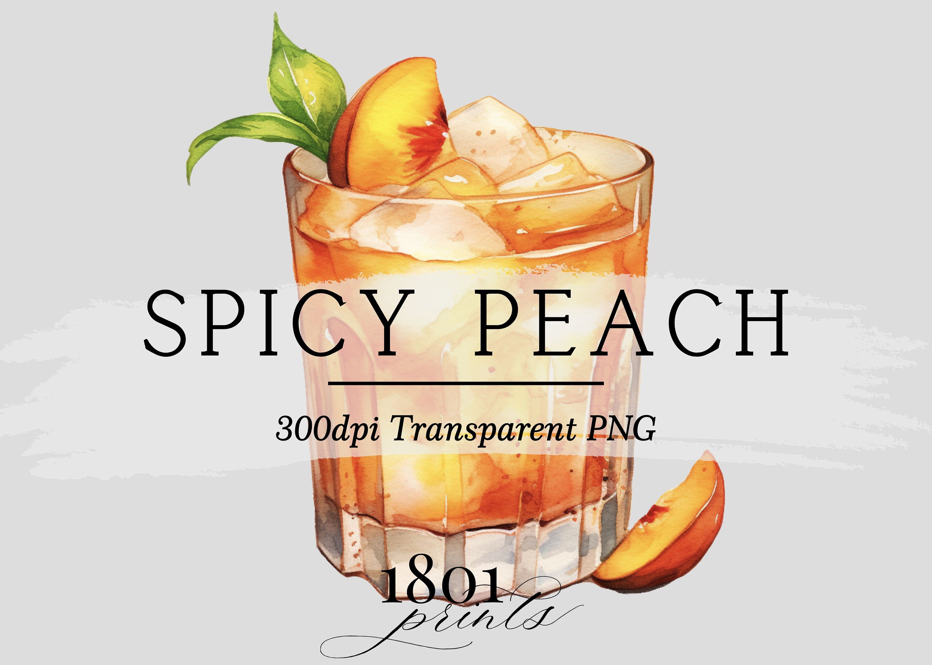 Spicy Peach Cocktail Illustration Watercolor Graphic - Etsy