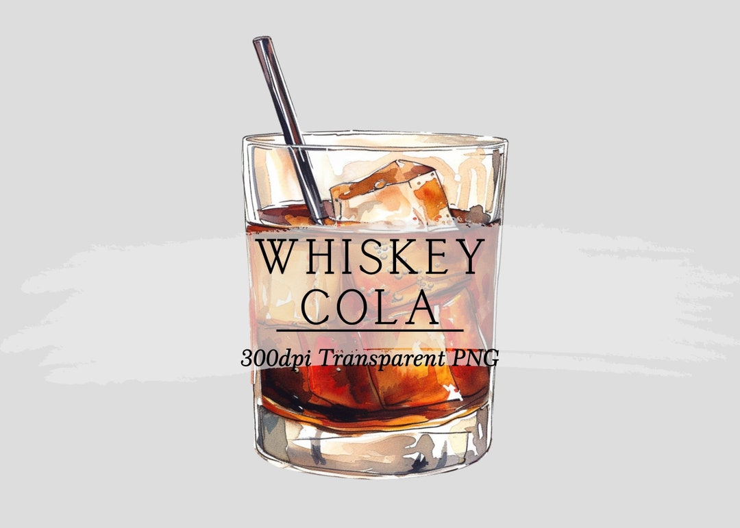 Whiskey Cola Watercolor Cocktail Graphic Illustration || Clipart ...