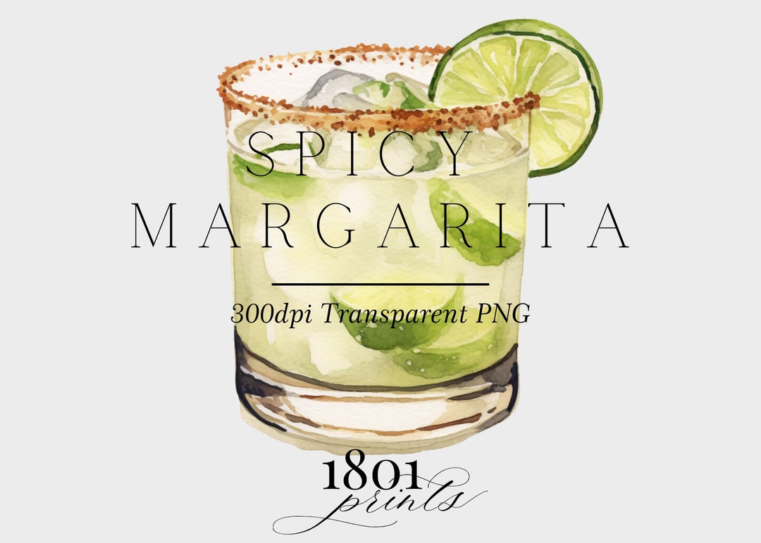 Spicy Margarita Watercolor Illustration: Cocktail Clipart (digital ...