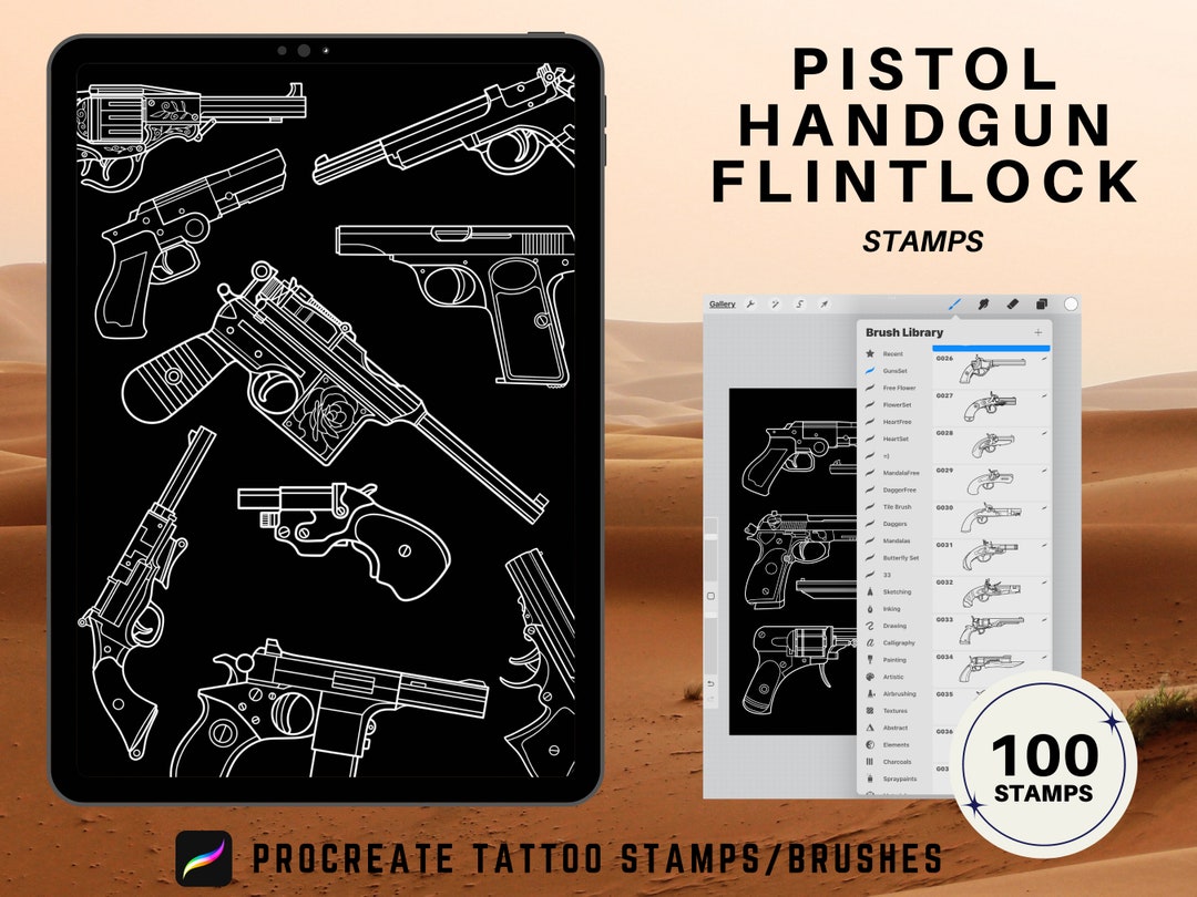 100 Procreate Pistol Handgun Flintlock Tattoo Stamps - Etsy