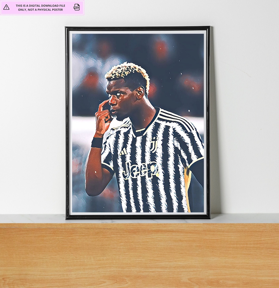 PAUL POGBA Printable Poster JUVENTUS Digital Print Digital Art Portrait ...