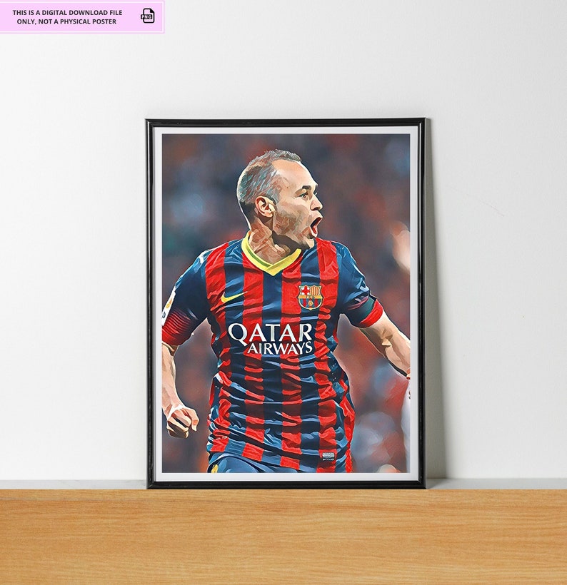 ANDRES INIESTA Printable Poster FC Barcelona Iniesta Digital Print ...