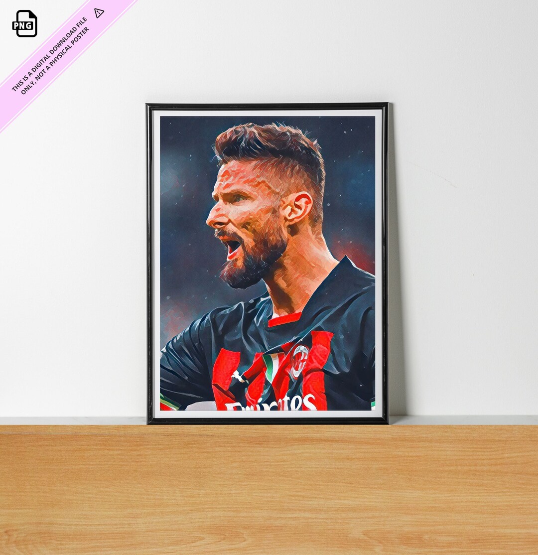 OLIVIER GIROUD Poster AC Milan Digital Print Digital - Etsy