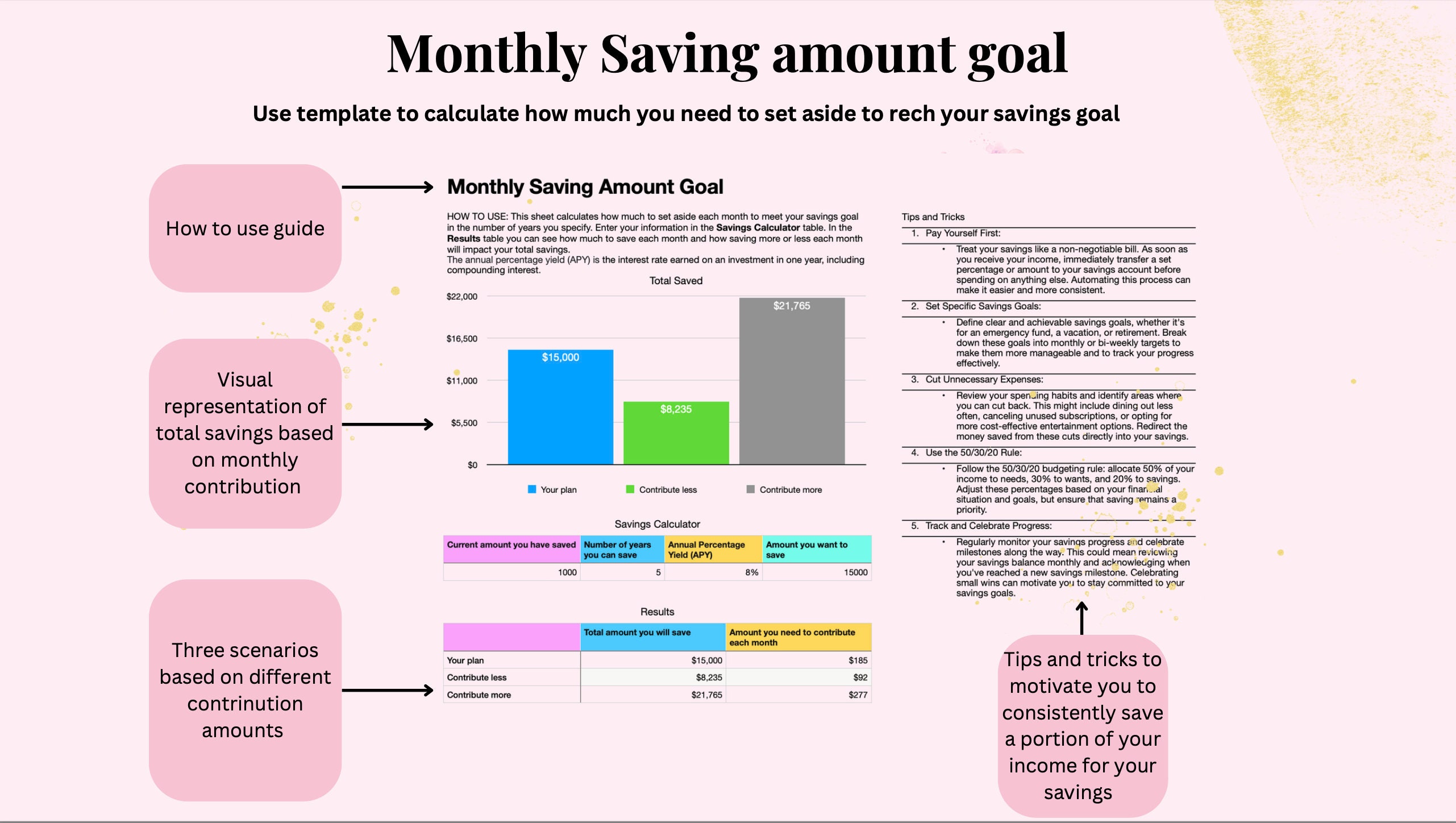 Editable Monthly Budget Planner Excel & Numbers Templates for Personal ...