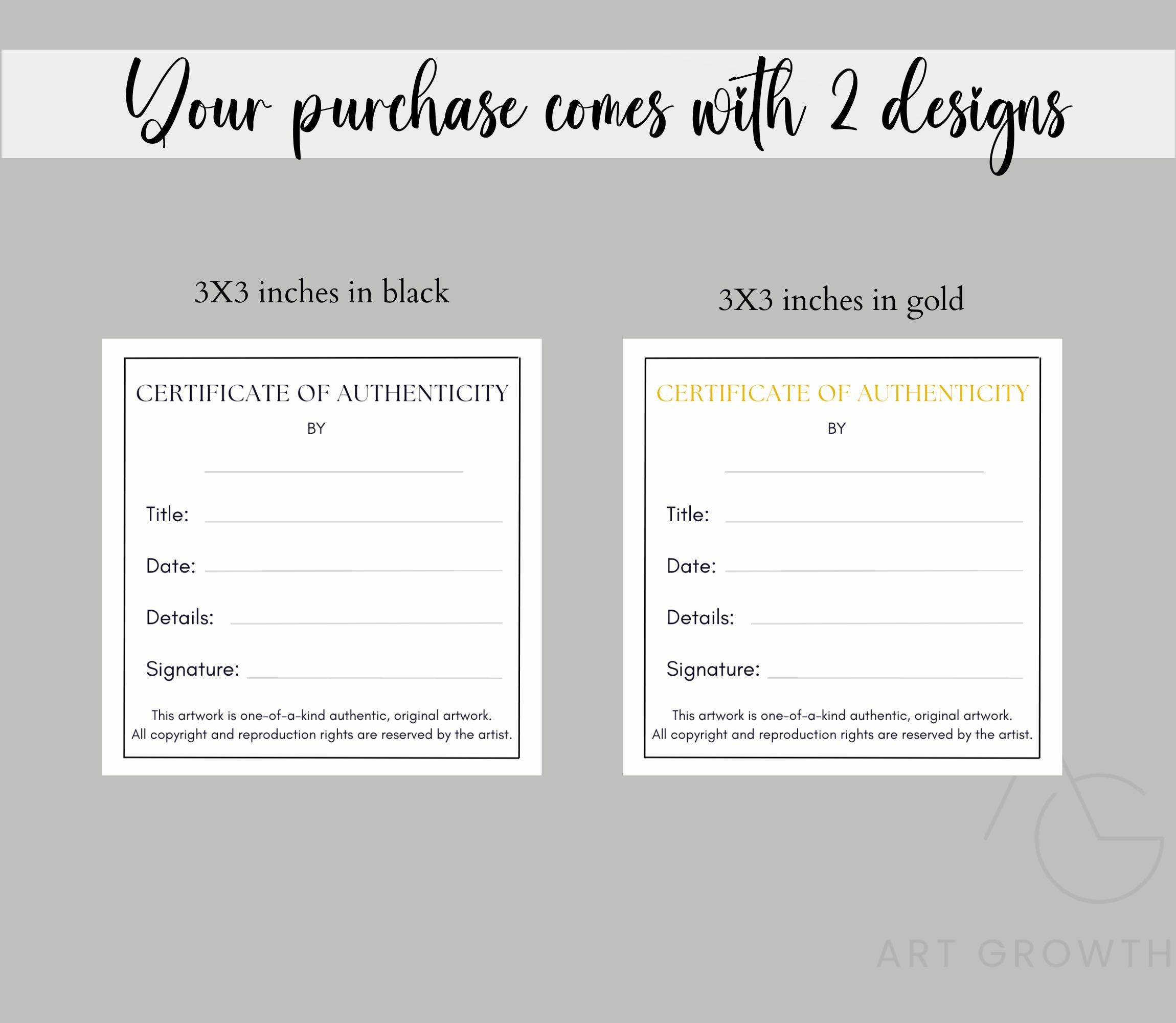 Printable Mini Certificate of Authenticity, Printable Certificate of ...