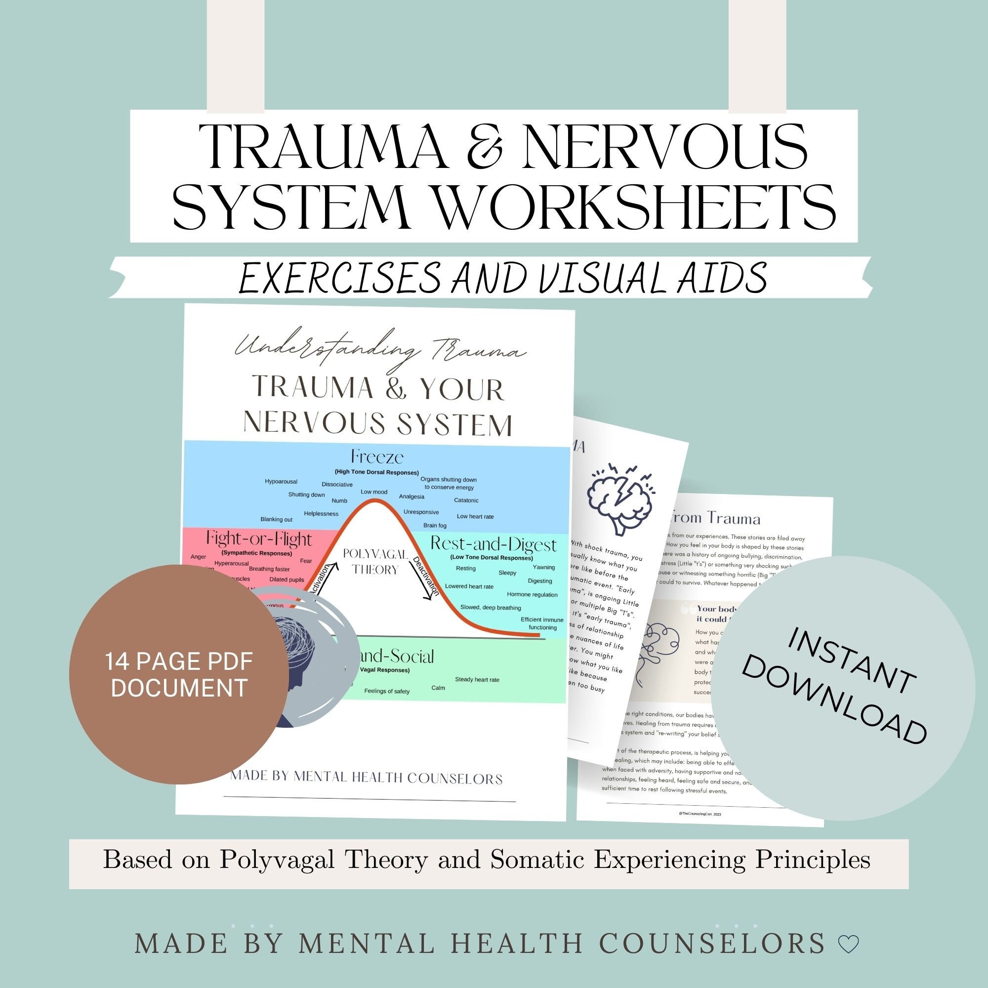 Trauma & Nervous System Worksheets | Visual Aids and Info Through ...