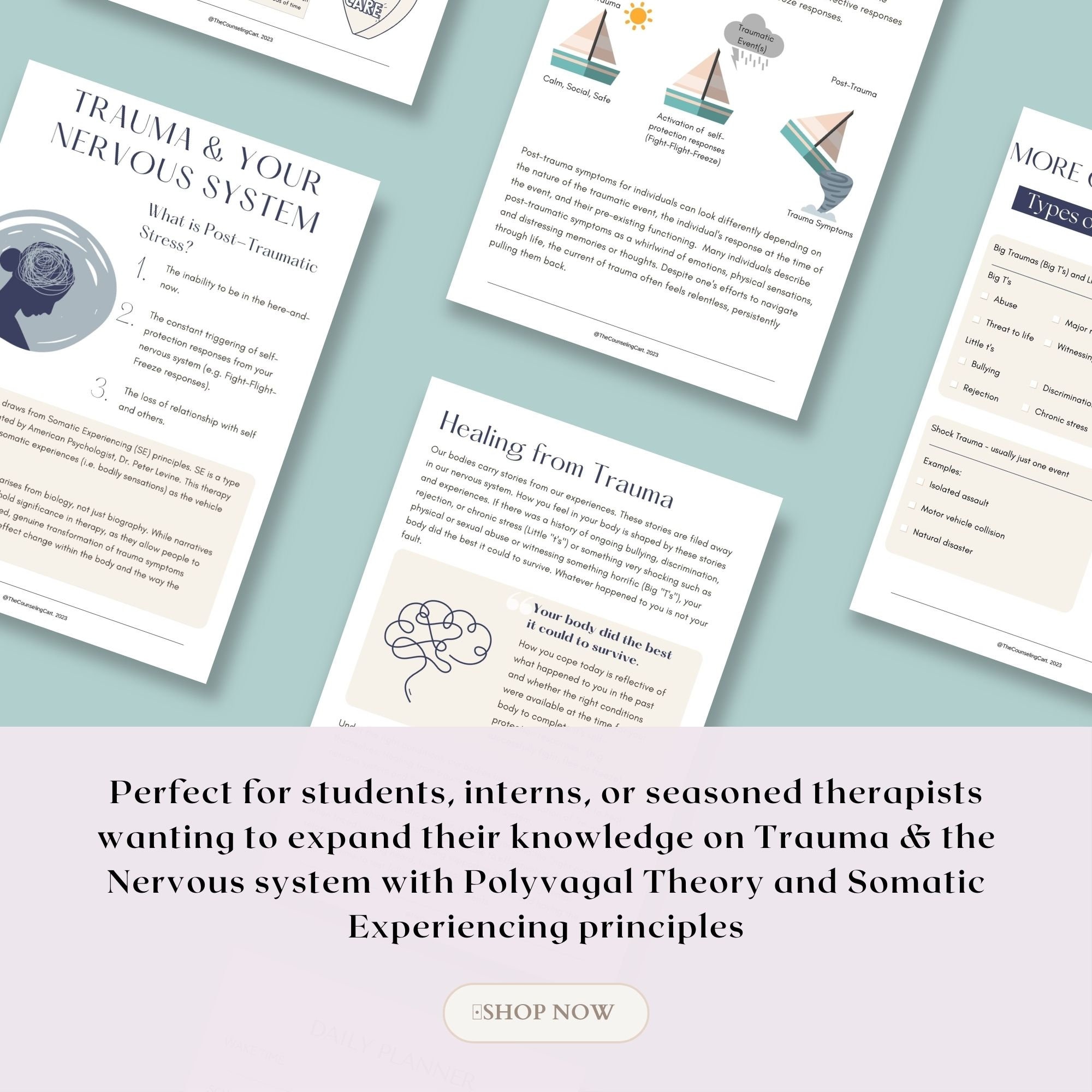 Trauma & Nervous System Worksheets | Visual Aids and Info Through ...