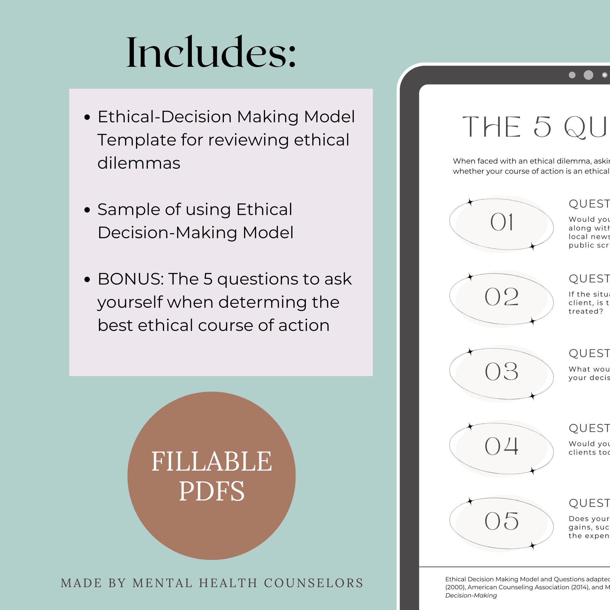 Ethical-decision Making Model for Mental Health Professionals | Based ...