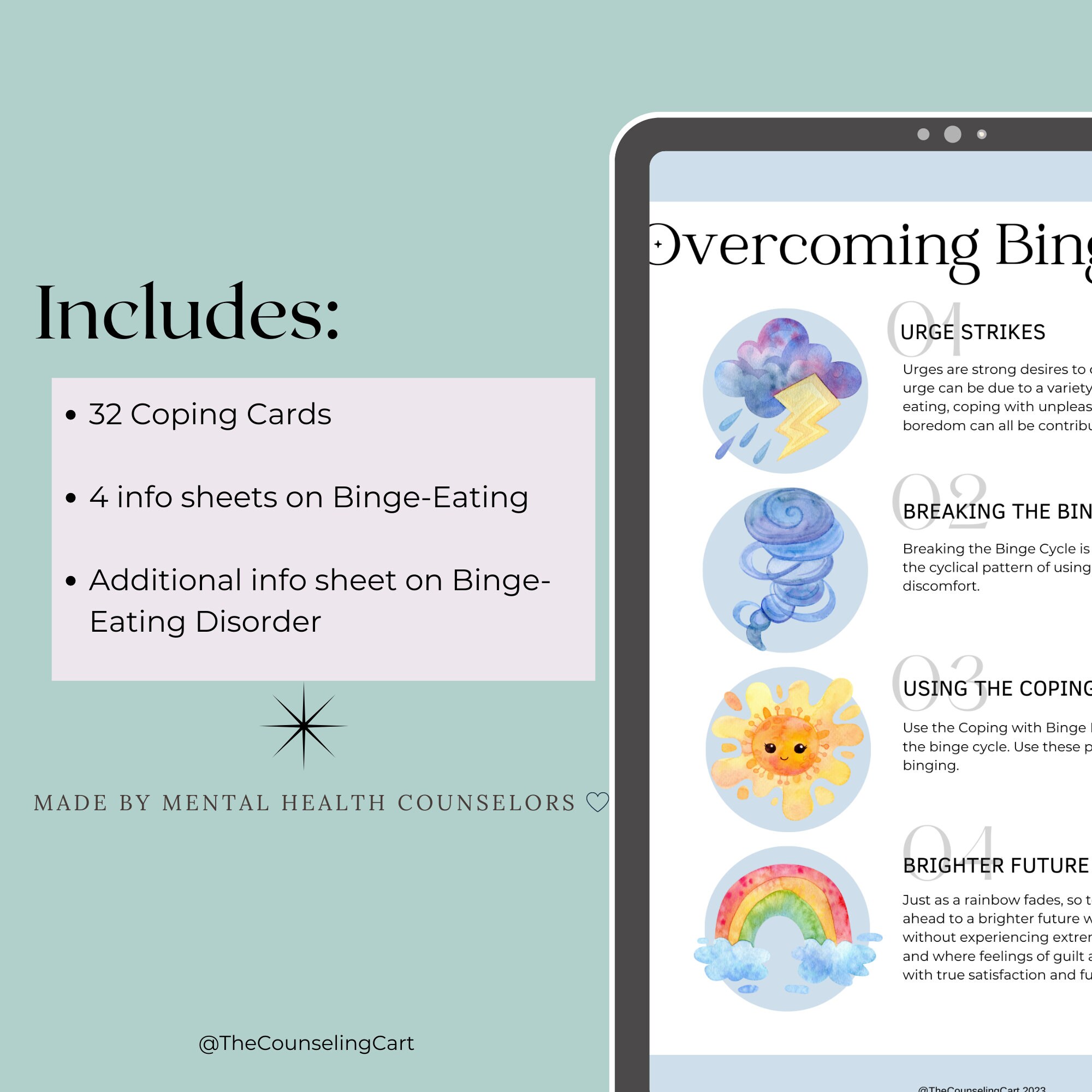 Overcoming Binge-eating | Flashcards/coping Cards | Worksheets | Visual ...