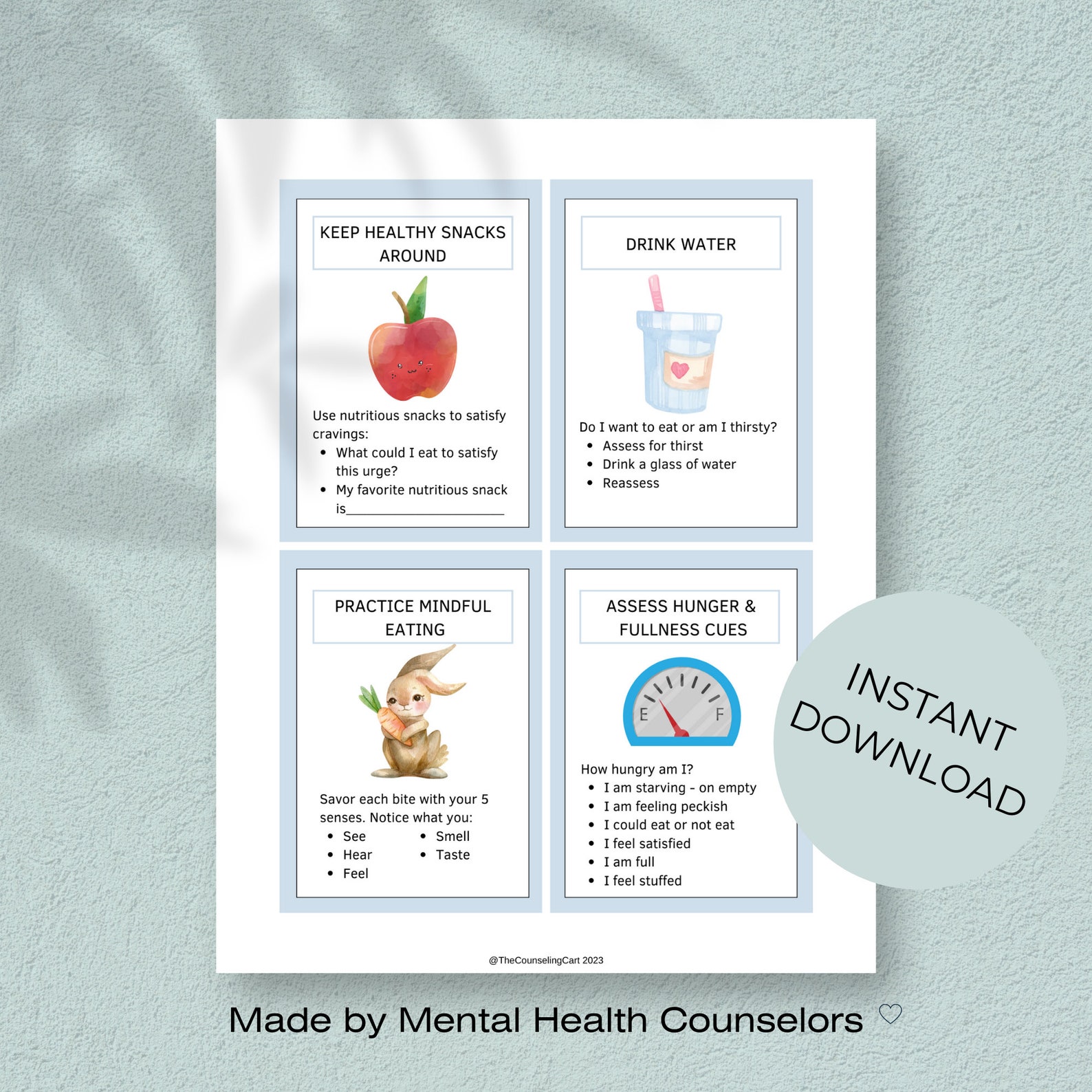 Overcoming Binge-eating | Flashcards/coping Cards | Worksheets | Visual ...