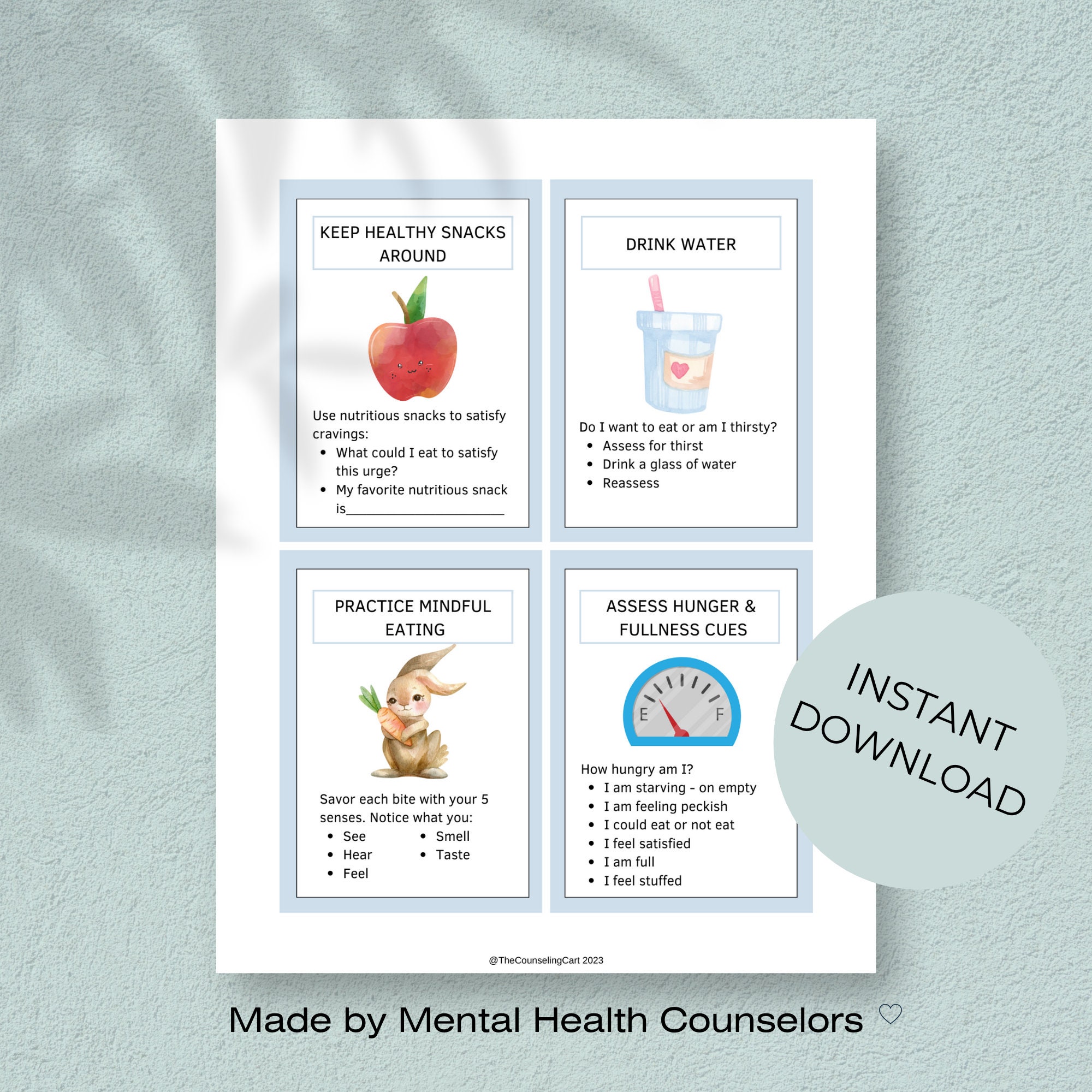 Overcoming Binge-eating | Flashcards/coping Cards | Worksheets | Visual ...