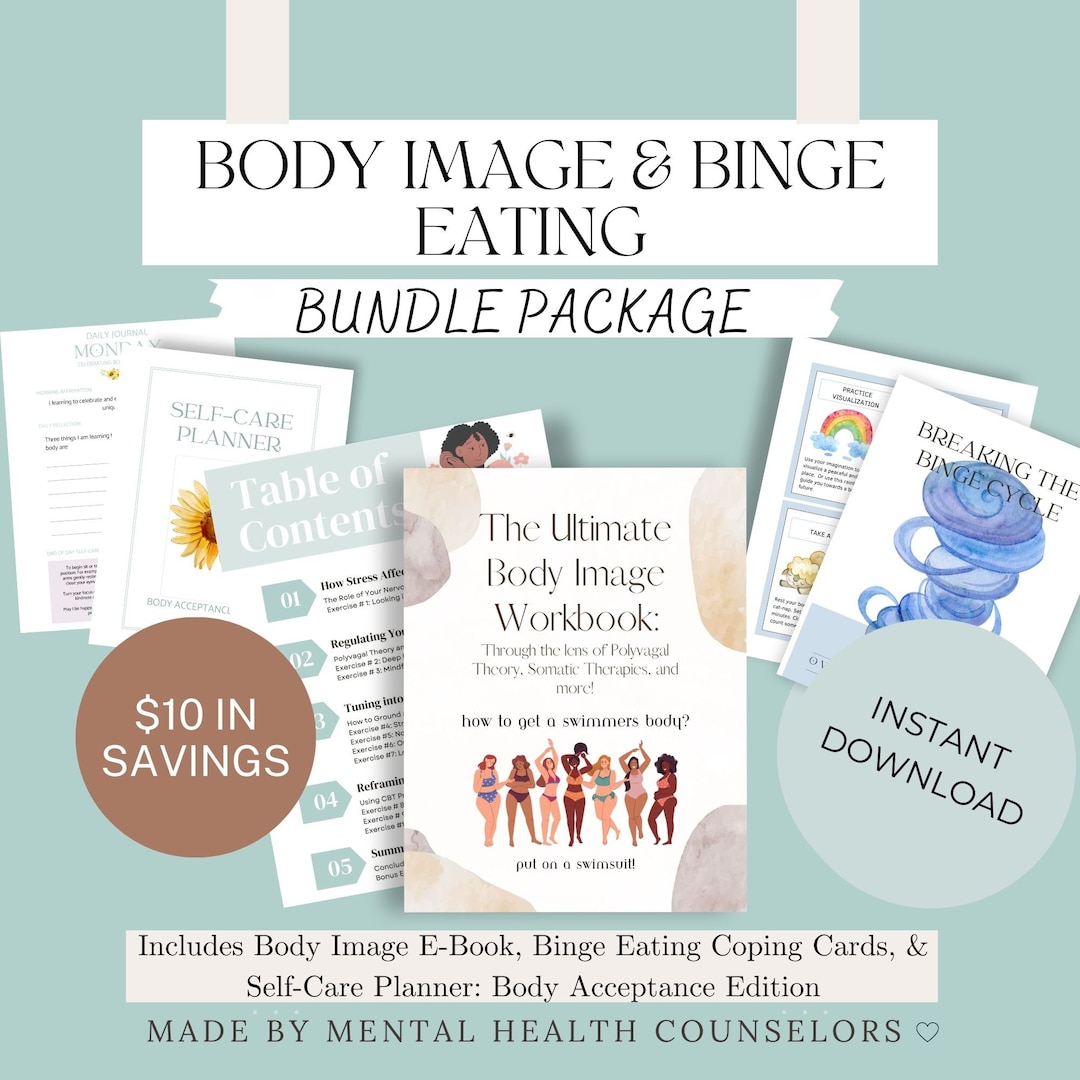 Body Image & Binge Eating Workbook Bundle: CBT, Somatic Therapy ...