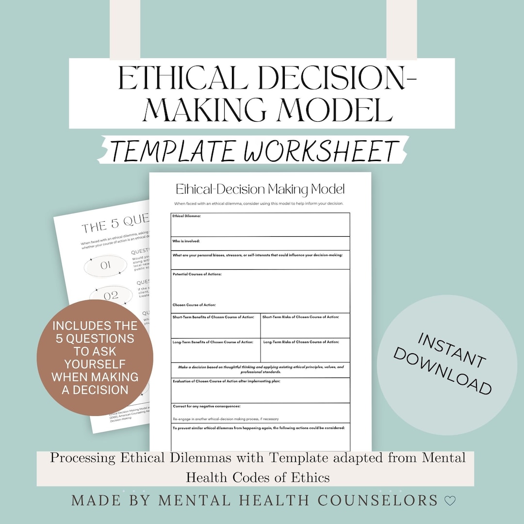 Ethical-decision Making Model for Mental Health Professionals | Based ...
