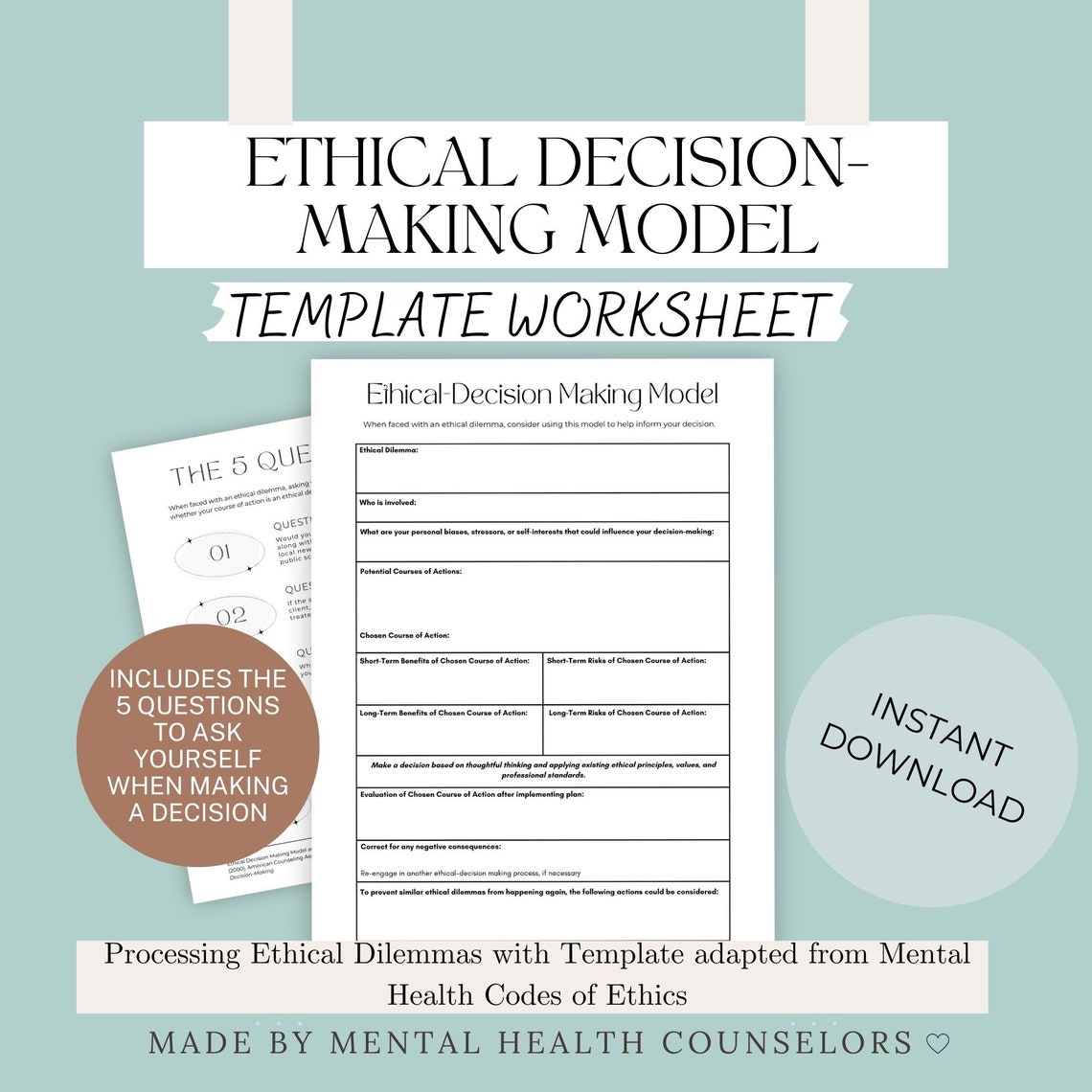Ethical-decision Making Model for Mental Health Professionals | Based ...