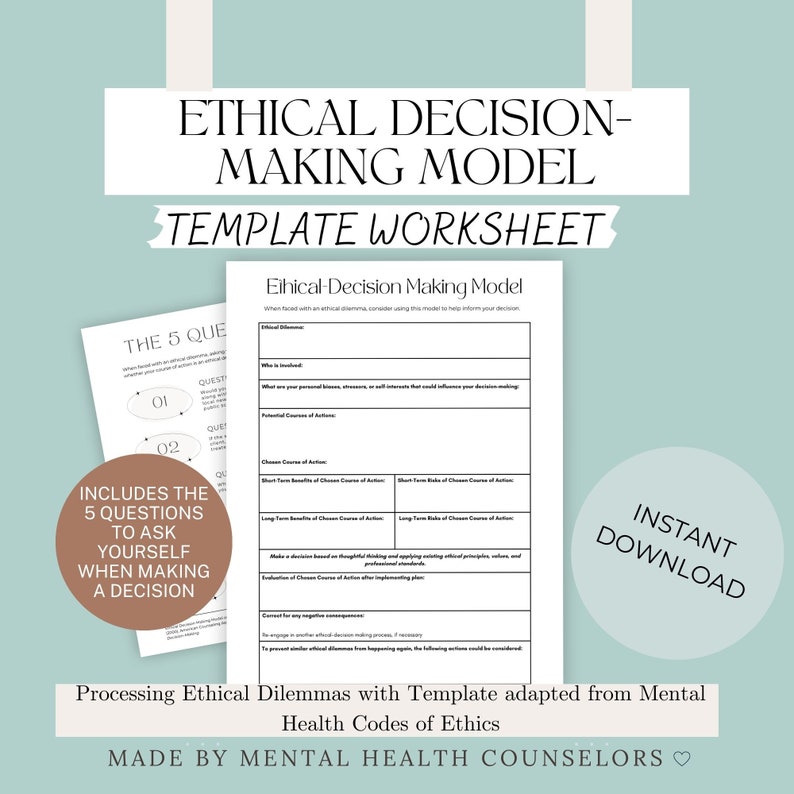 Ethical Decision-making Model Template for Mental Health (fillable PDF) - Etsy