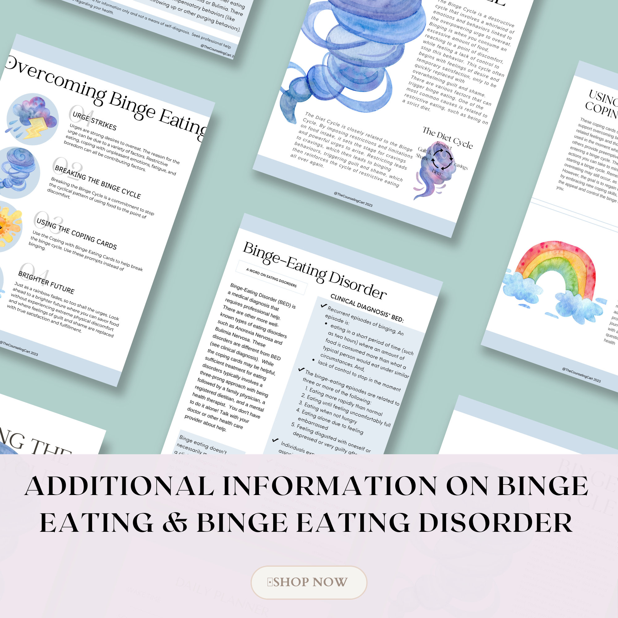 Overcoming Binge-eating | Flashcards/coping Cards | Worksheets | Visual ...