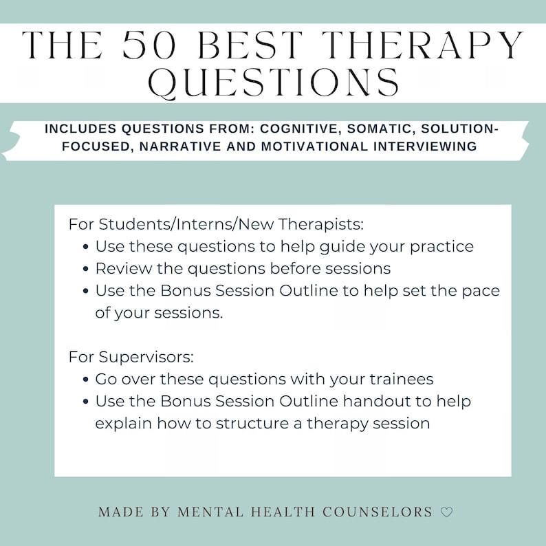 The 50 Best Therapy Questions: for Students, Interns, New Therapists ...