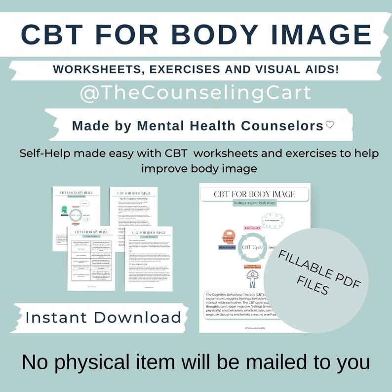 CBT for Body Image: Worksheets Exercises and Visual Aids - Etsy