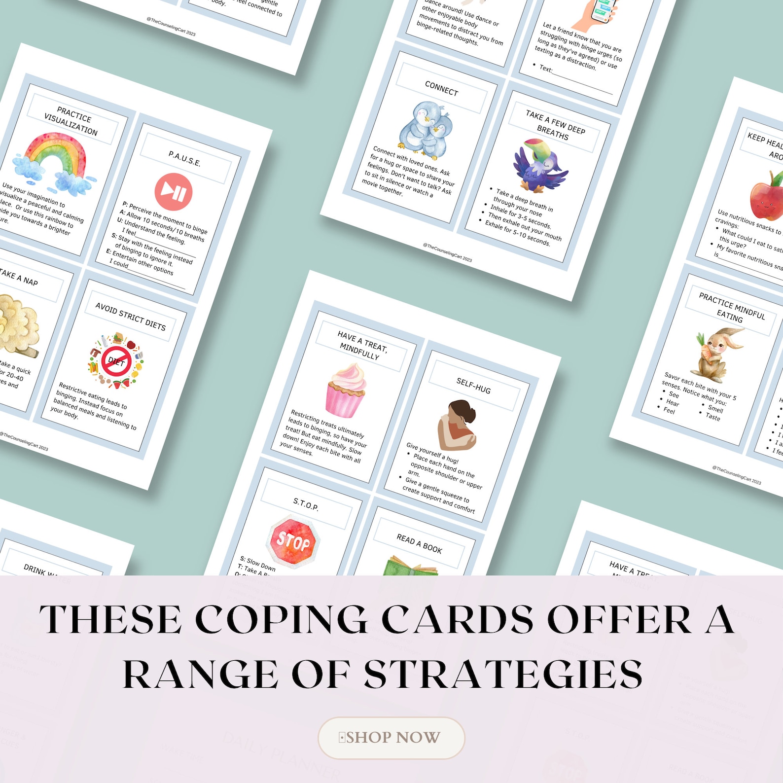 Overcoming Binge-eating | Flashcards/coping Cards | Worksheets | Visual ...