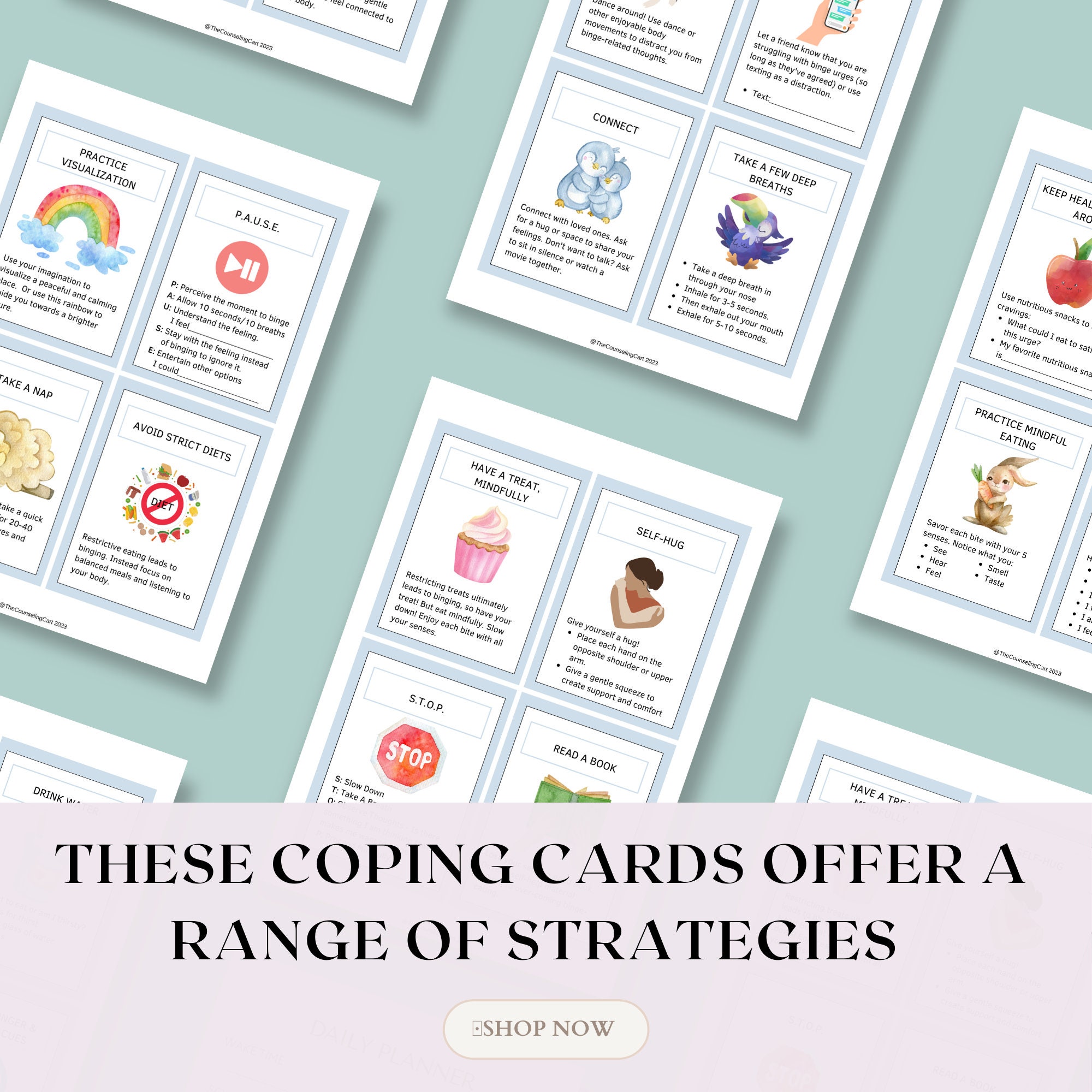Overcoming Binge-eating | Flashcards/coping Cards | Worksheets | Visual ...