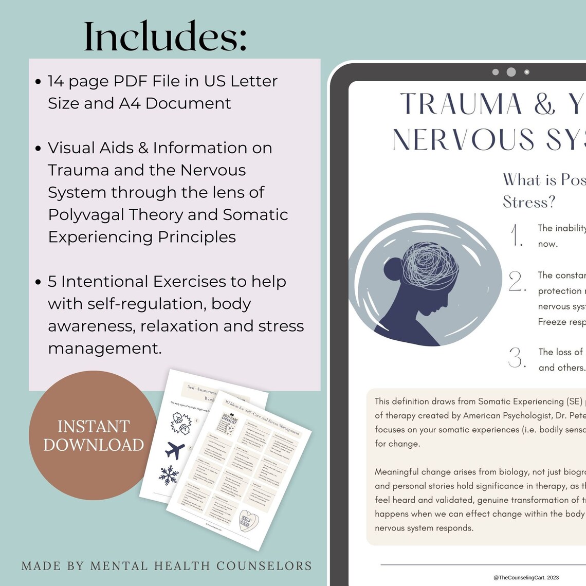 Trauma & Nervous System Worksheets | Visual Aids and Info Through ...