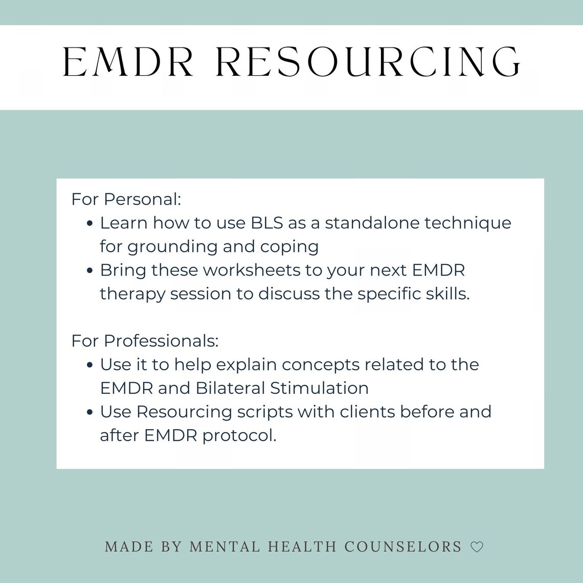 EMDR Resourcing: BLS Infographics & Scripts (PDF) - Etsy