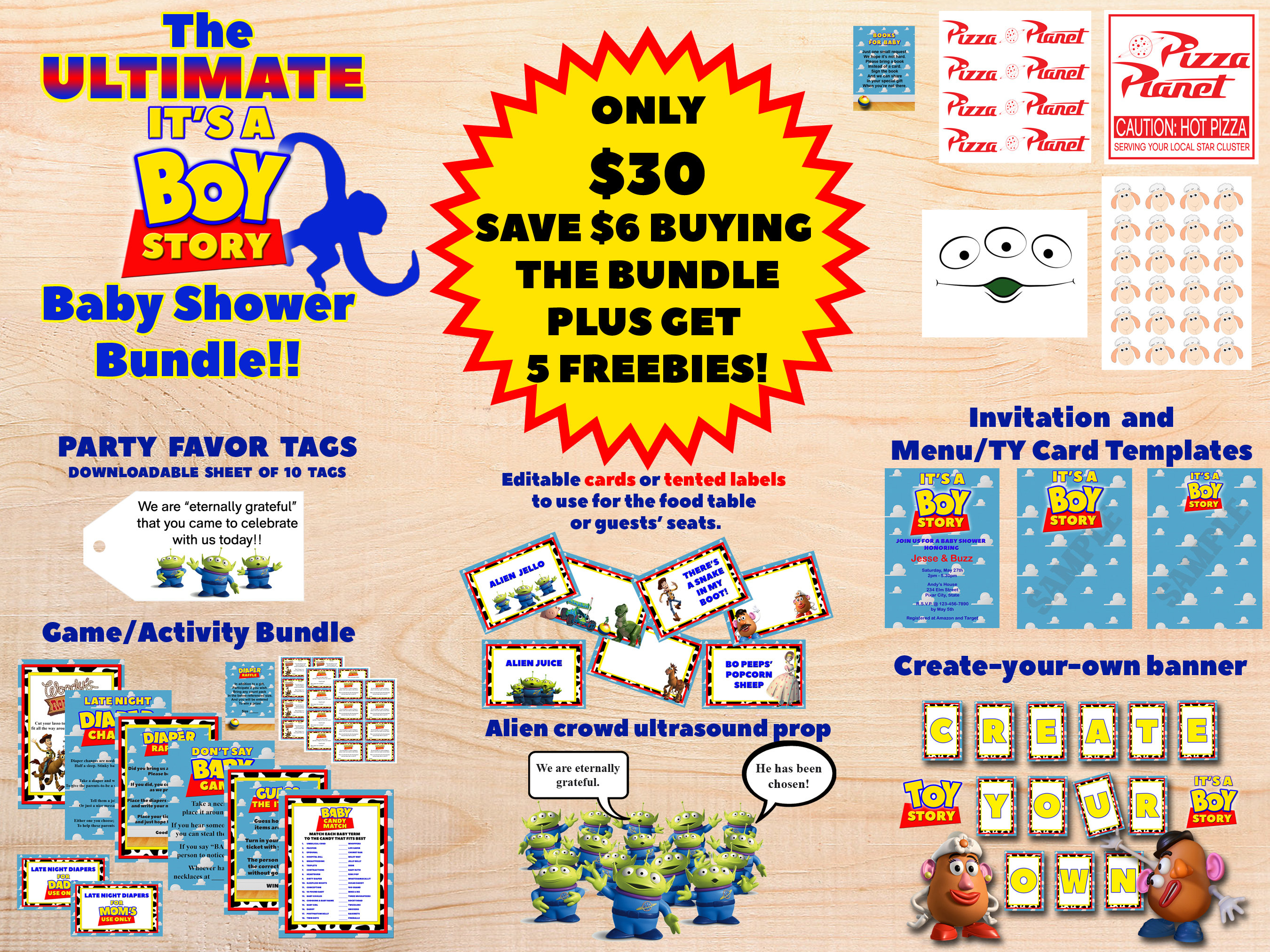 ULTIMATE it's A BOY Story Toy Story Baby Shower Bundle Printables ...