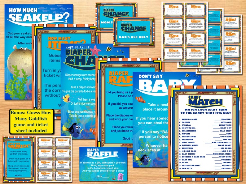 Celebrating Baby, Ocean Theme Baby Shower Game and Activity BUNDLE - 23 ...
