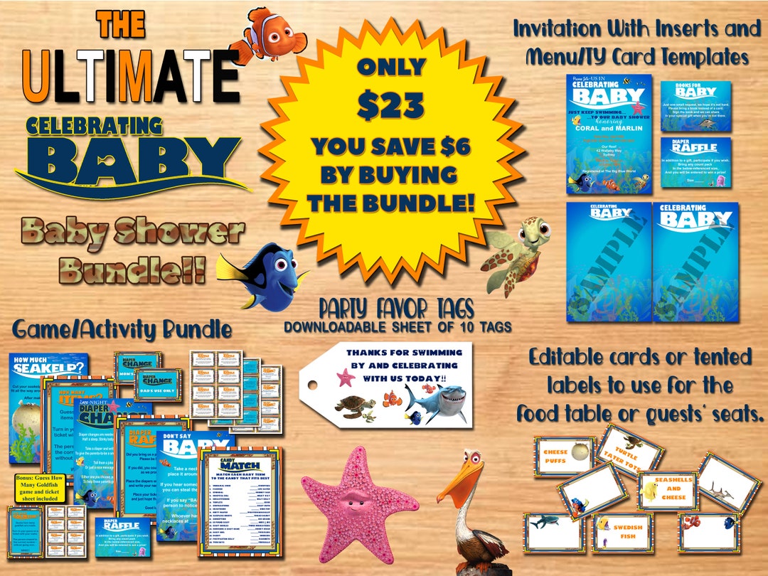 ULTIMATE "celebrating Baby" Ocean Theme Baby Shower Bundle - Printables ...