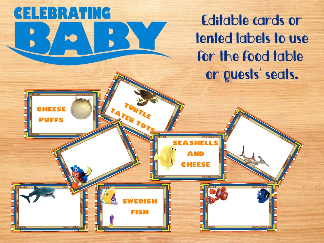 Celebrating Baby, Finding Nemo Baby Shower Editable Food/seat Labels ...