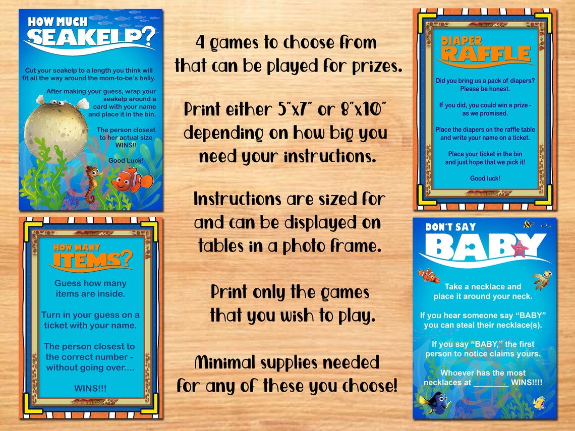 Celebrating Baby, Finding Nemo Theme Baby Shower Game and Activity ...