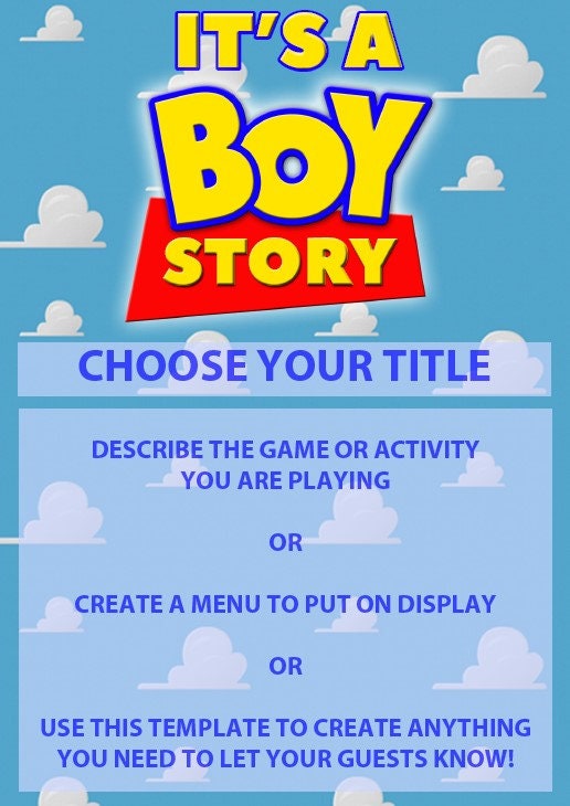 It's a BOY Story Baby Shower Editable Template 5"x7" and 8"x11" Use It ...