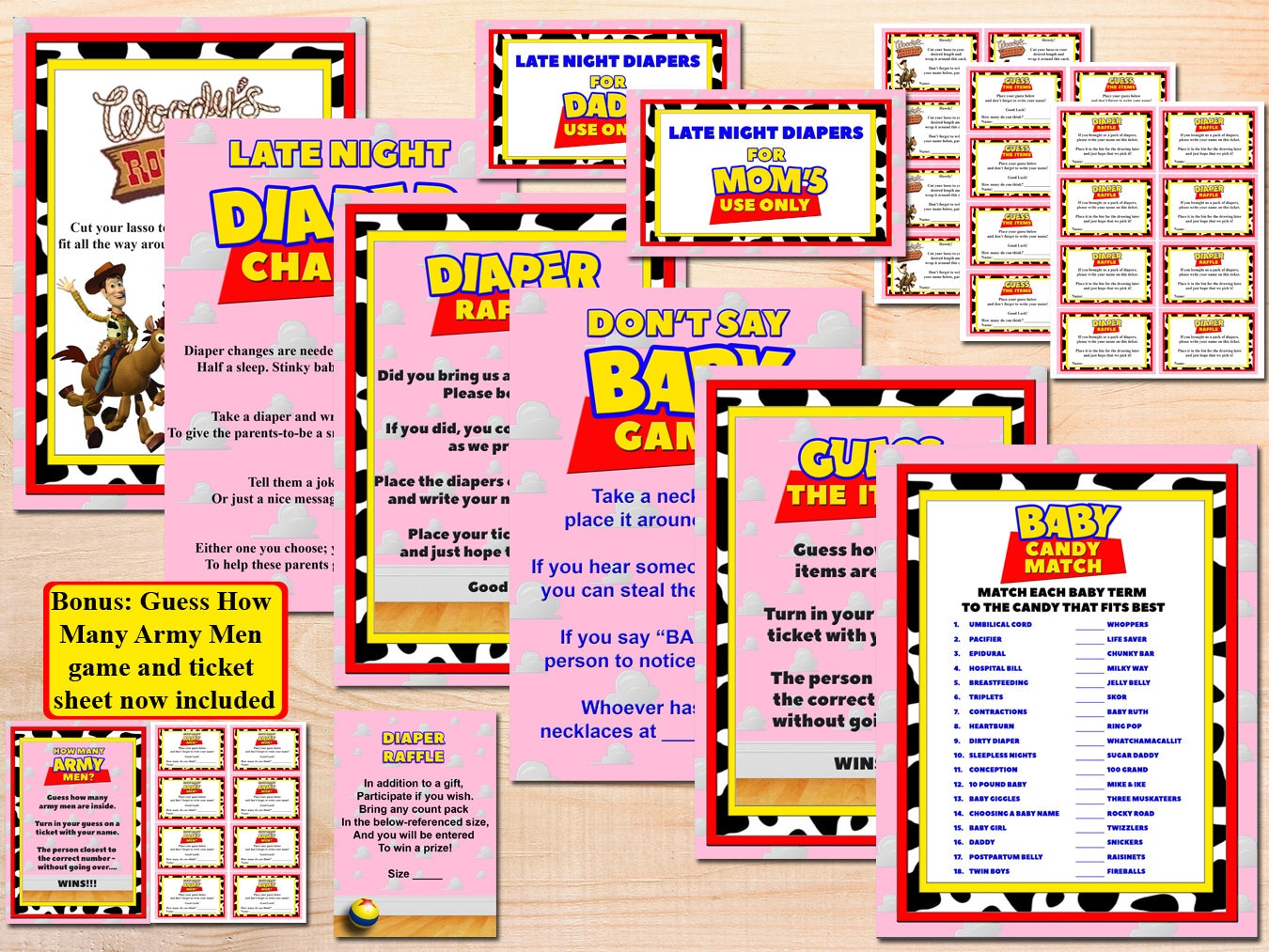 It's a GIRL Story PINK Toy Story Theme Baby Shower Game and Activity ...