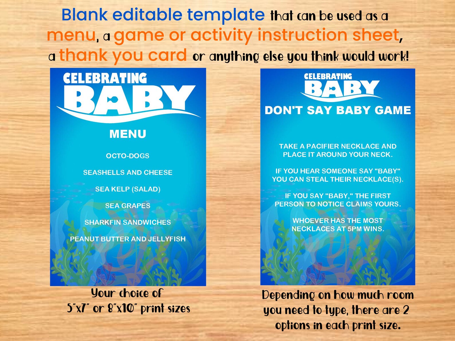 Celebrating Baby, Finding Nemo Theme, Editable Printable 5x7 & 8x10 ...