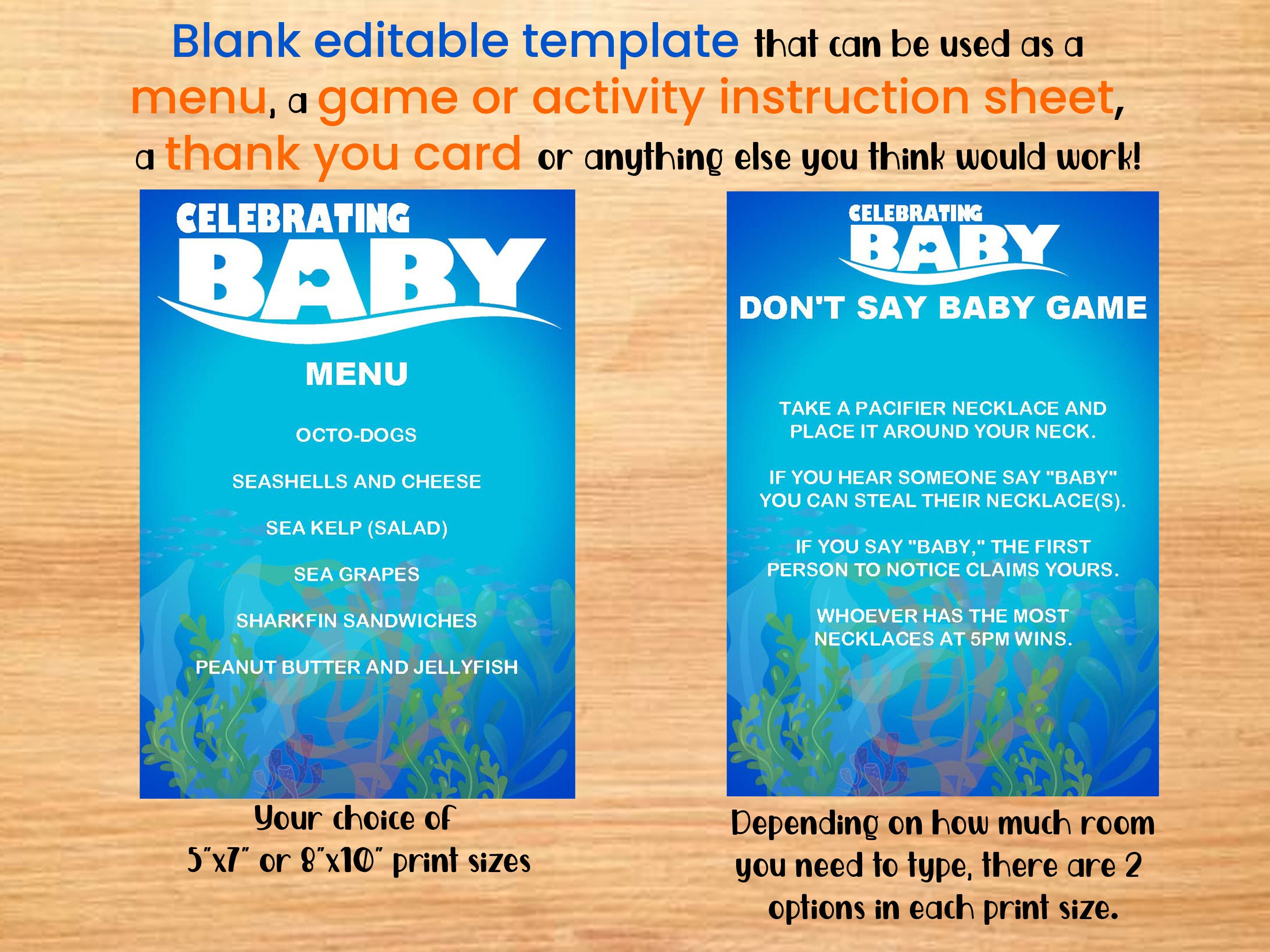 Celebrating Baby, Finding Nemo Theme, Editable Printable 5x7 & 8x10 ...