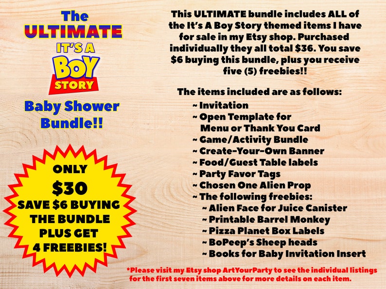 ULTIMATE "it's A BOY Story" Toy Story Baby Shower Bundle - Printables ...
