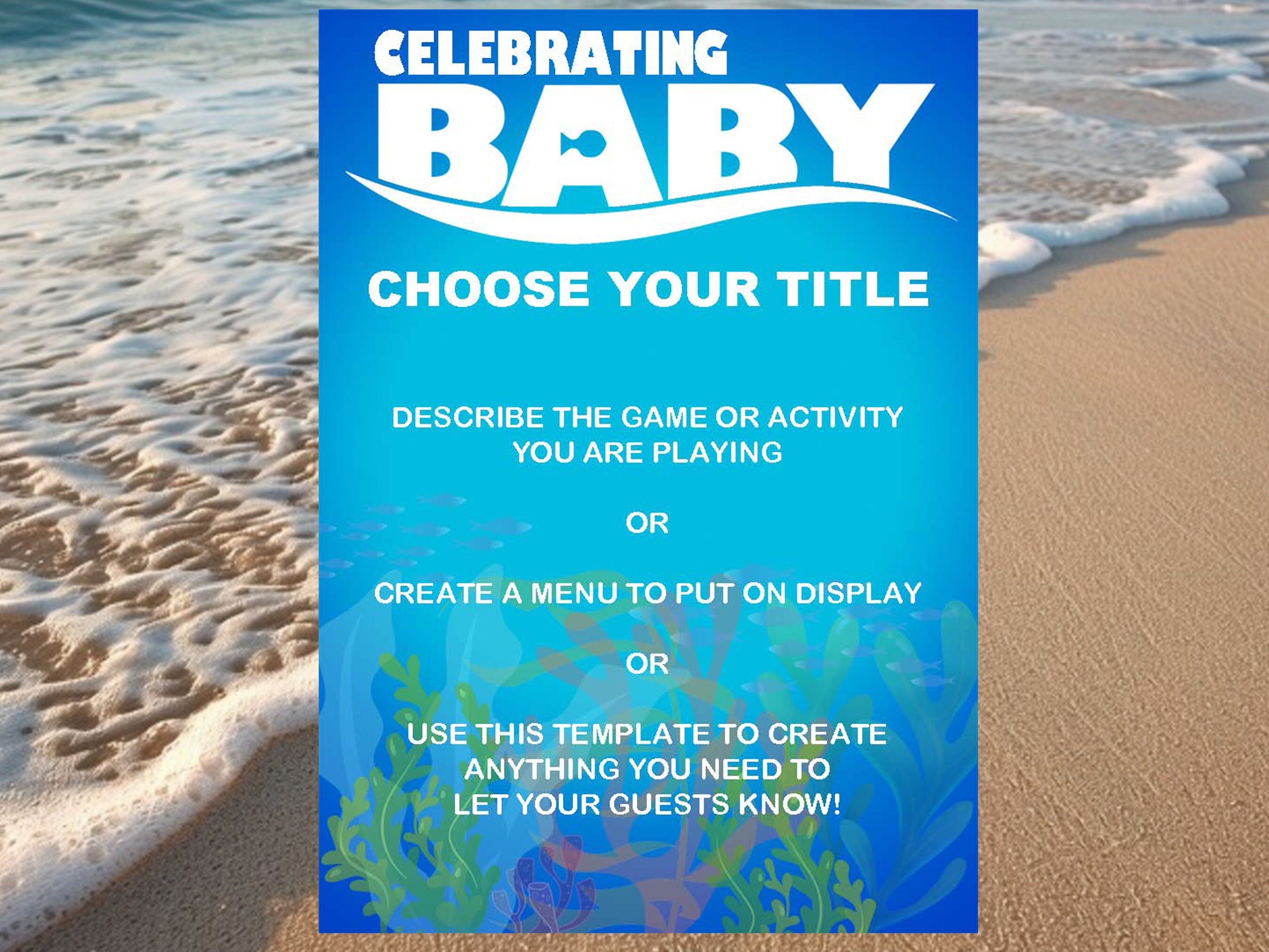 Celebrating Baby, Finding Nemo Theme, Editable Printable 5"x7" & 8"x10 ...