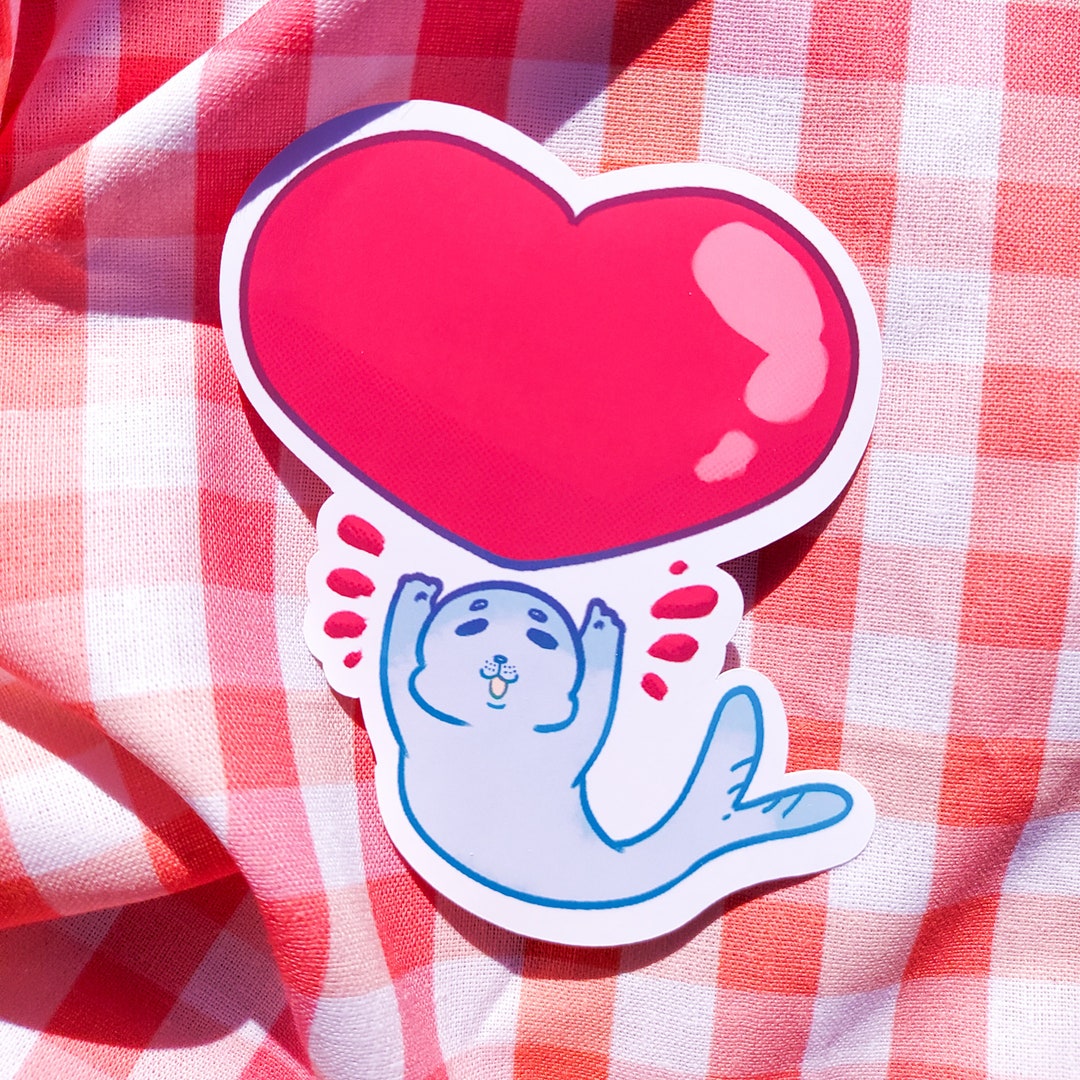 Writable Heart Message Sticker | Cute Seal Heart Sticker - Etsy