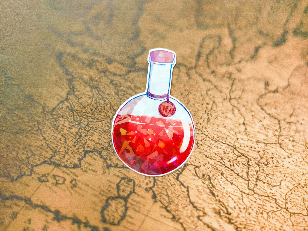 RPG Themed Holographic Sticker | Health Potion - Etsy
