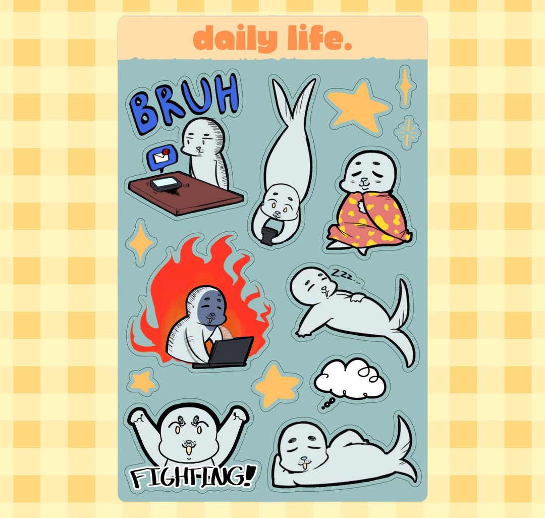 Daily Life of a Seal | Cute Seal Sticker Sheet - Etsy