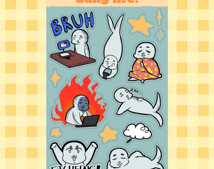 Daily Life of a Seal | Cute Seal Sticker Sheet - Etsy