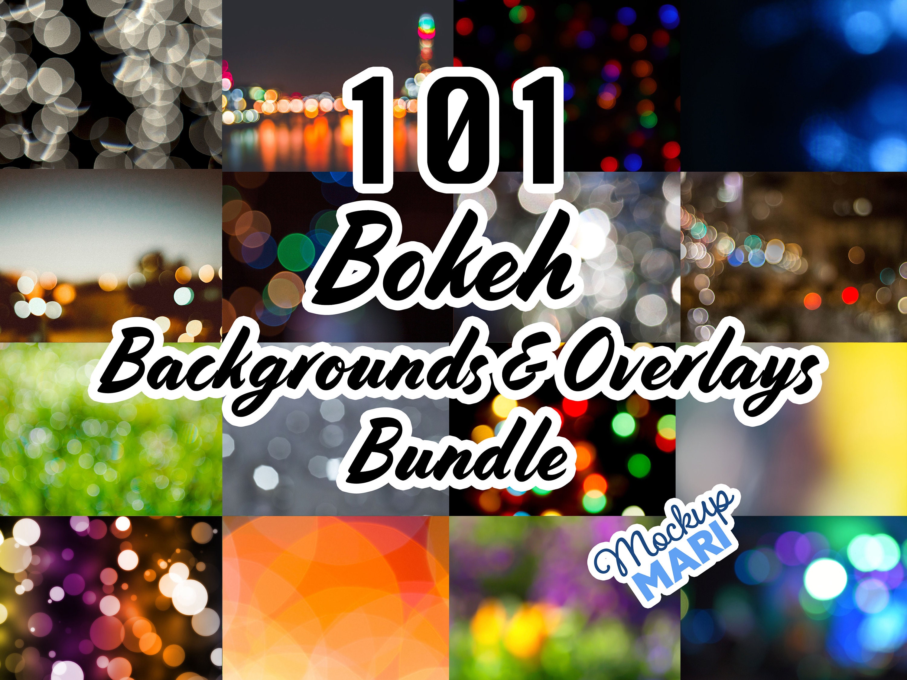 101 Bokeh Backgrounds Bundle Rainbow Bokeh Overlays Colorful Bokeh ...