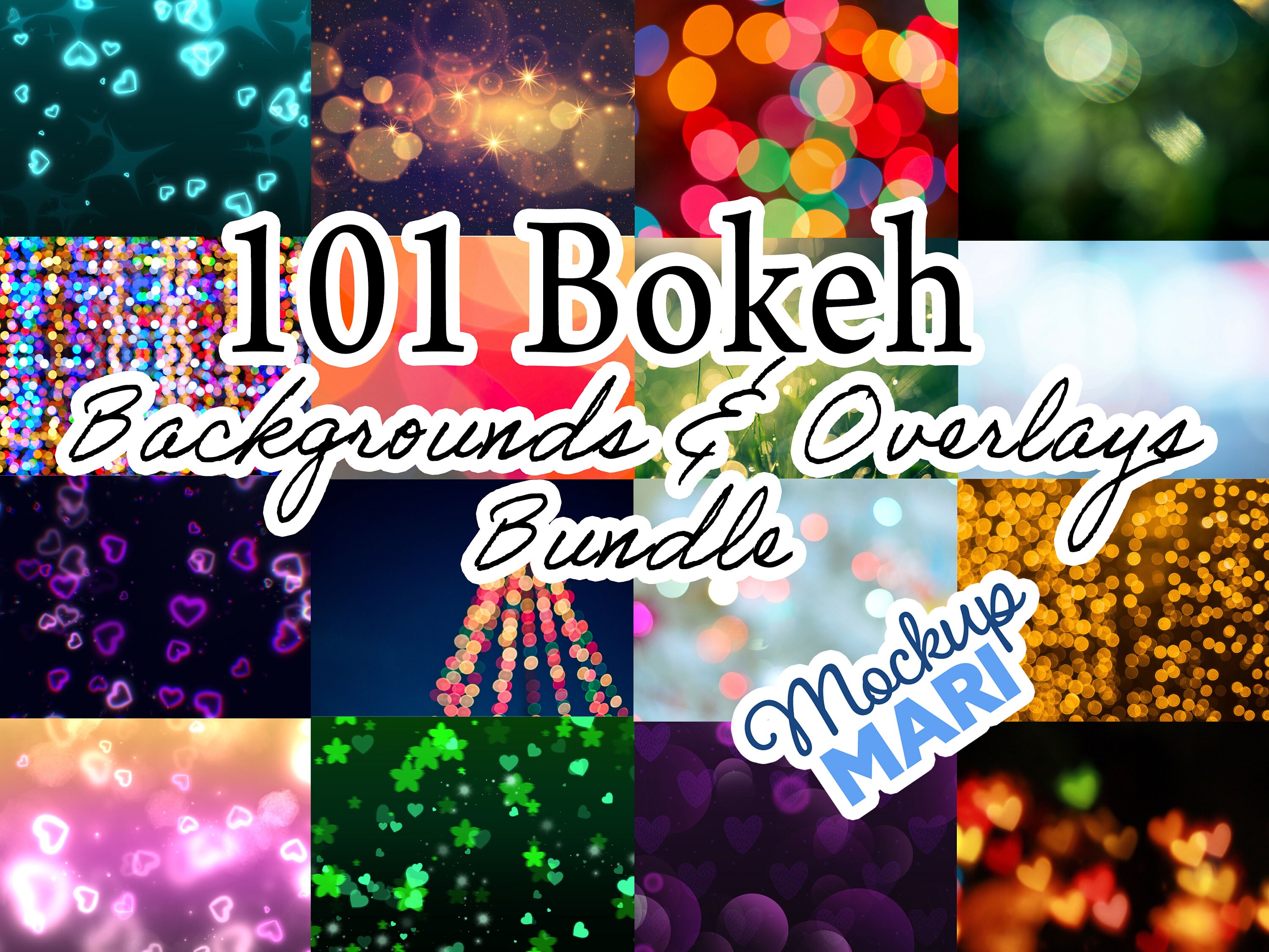 101 Bokeh Backgrounds Bundle Rainbow Bokeh Overlays Colorful Bokeh ...