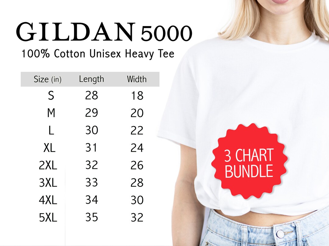 Gildan 5000 Size Guide G500 Shirt Size Chart Gilden 5000 Womens White ...