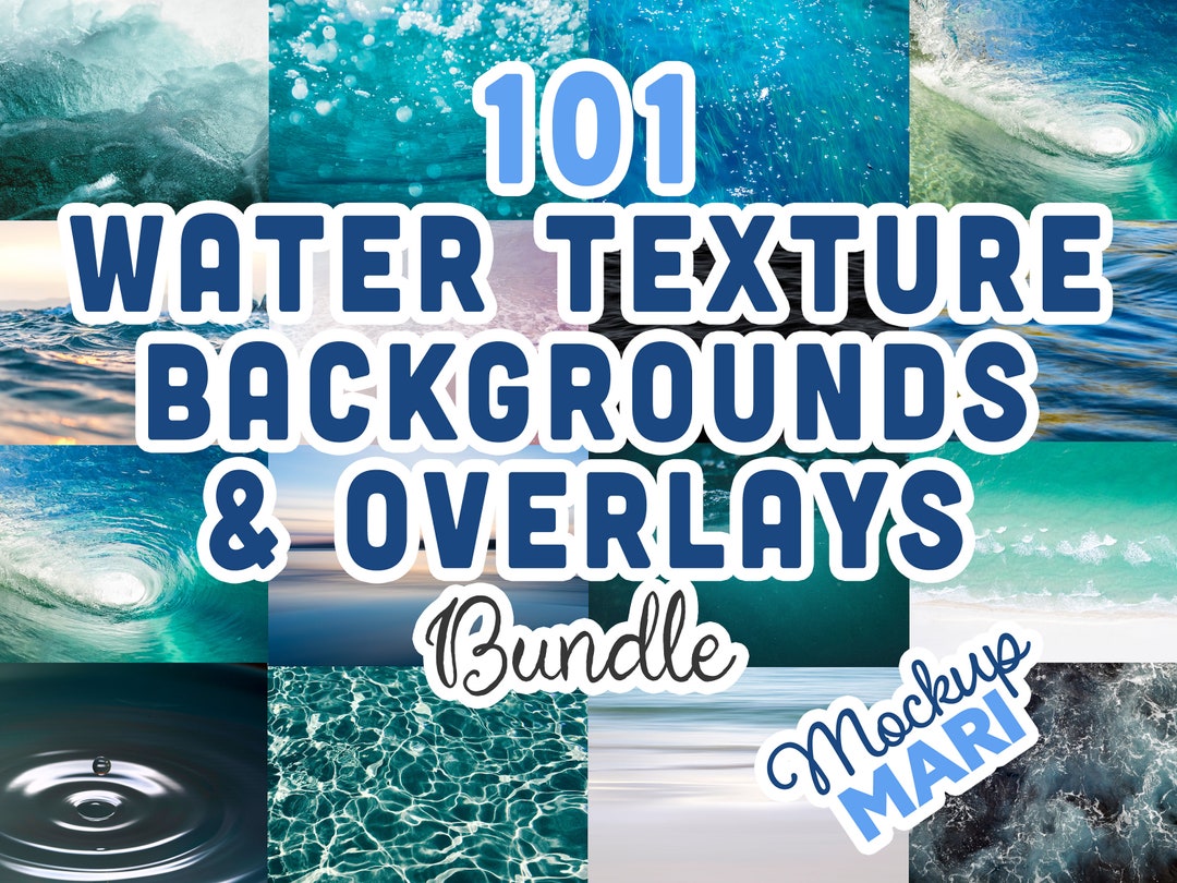 101 Water Textures Bundle PNG Water Background Overlays Raindrop Waves ...