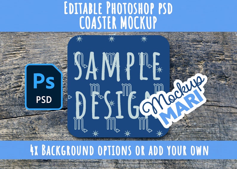 Coaster Mockup Background PSD Editable Photoshop Smartobject Table ...