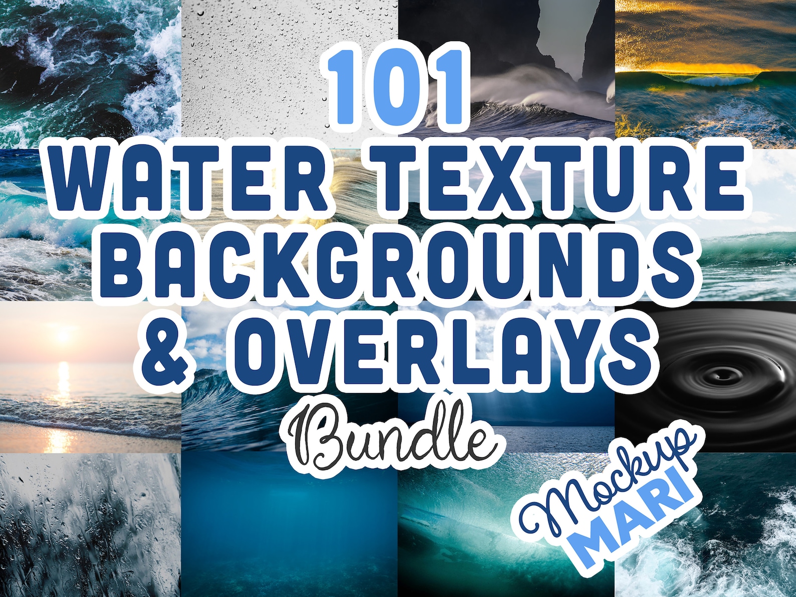 100 Water Backgrounds Bundle PNG Water Texture Overlays Raindrop Waves ...