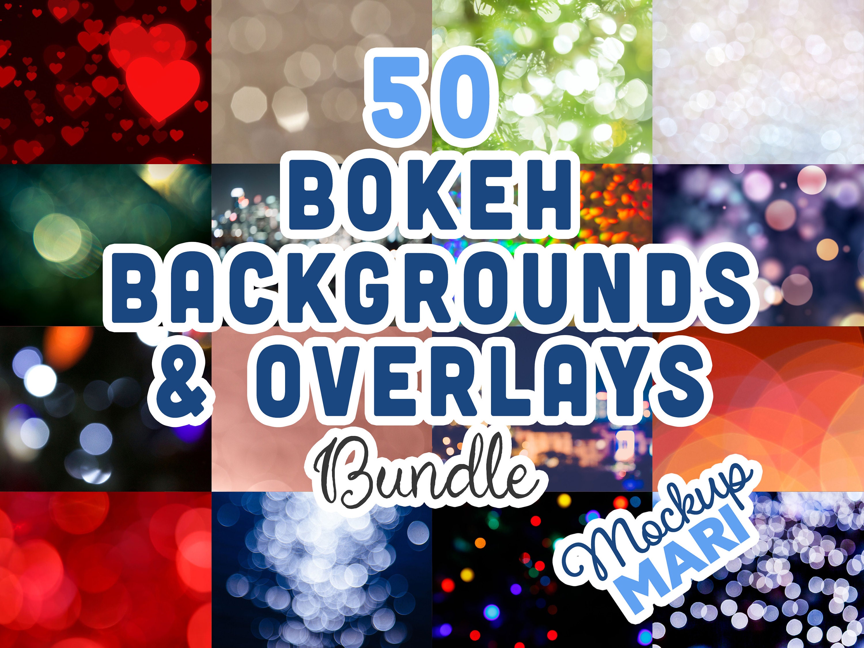 50 Bokeh Backgrounds Bundle Rainbow Bokeh Overlays Colorful Bokeh Backdrops High-res Quality ...