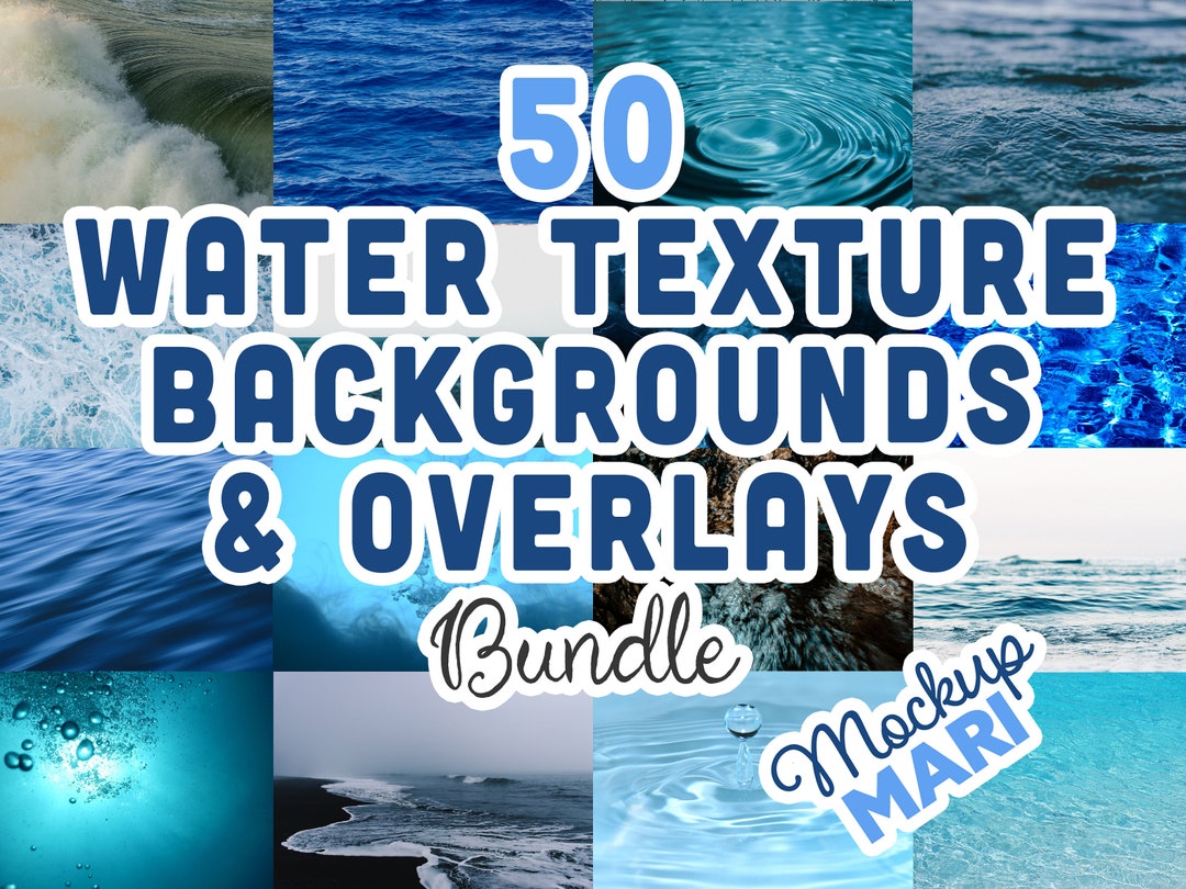 50 Water Textures Bundle PNG Water Background Overlays Raindrop Waves ...