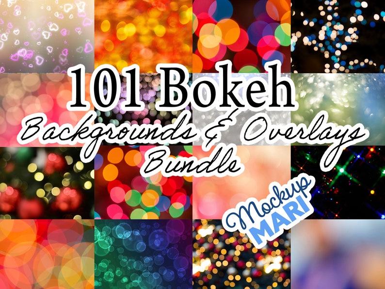 101 Bokeh Backgrounds Bundle Rainbow Bokeh Overlays Colorful Bokeh ...